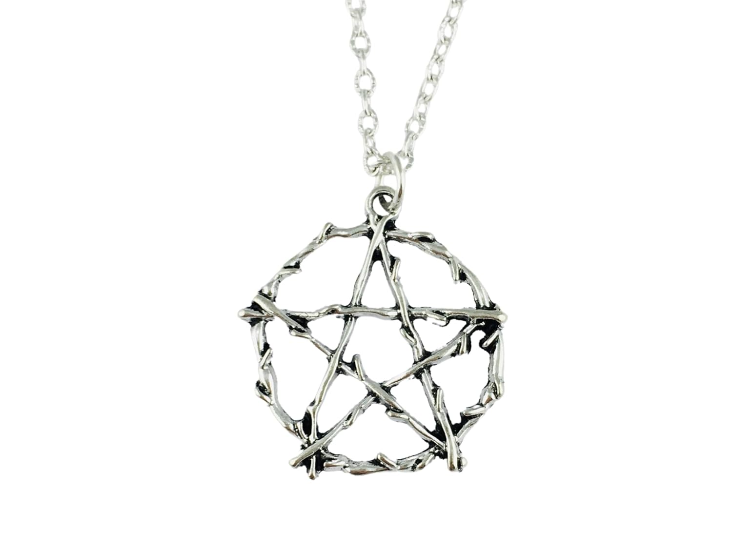 Large Pentacle Necklace, sterling silver or silver plated or black ...