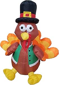 Amazon.com: LIBOOI Thanksgiving Turkey Inflatable, 4 Foot Thanksgiving ...