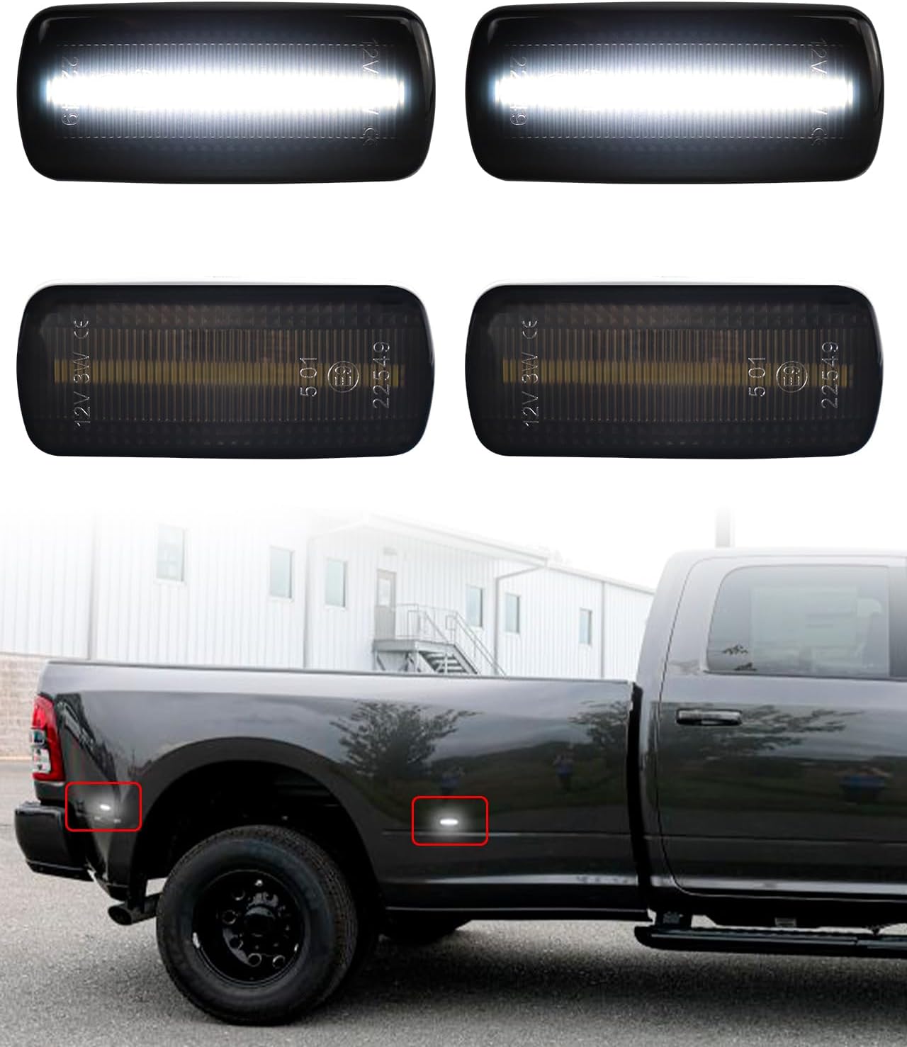 Amazon.com: White LED Side Marker Lights for 2010-2017 Dodge Ram 2500 ...
