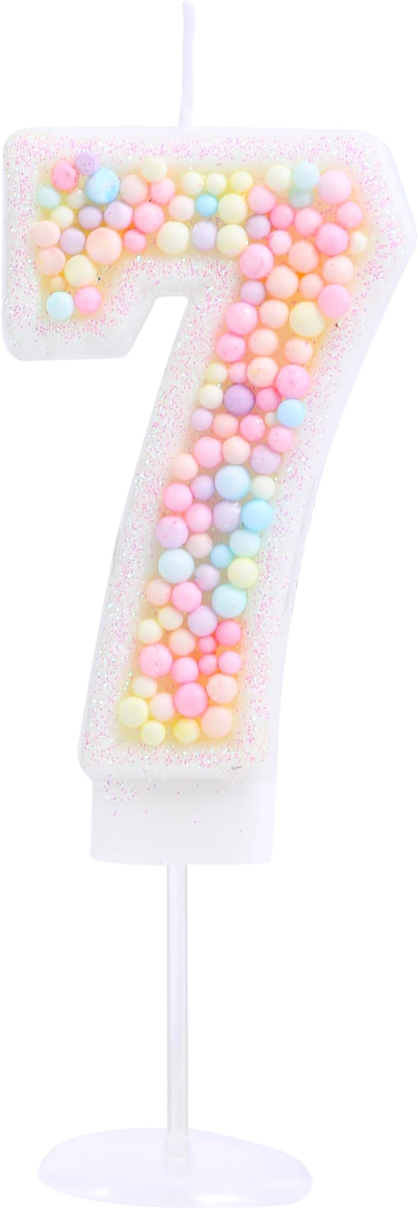 Amazon.com: 7th Birthday Candle Seven Years Pink Happy Birthday Number ...