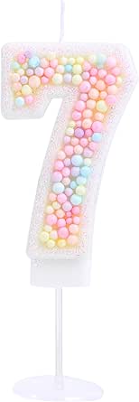 Amazon.com: EAKE 7 Birthday Candle 3D Macaron Glitter Pastel Number 7 ...