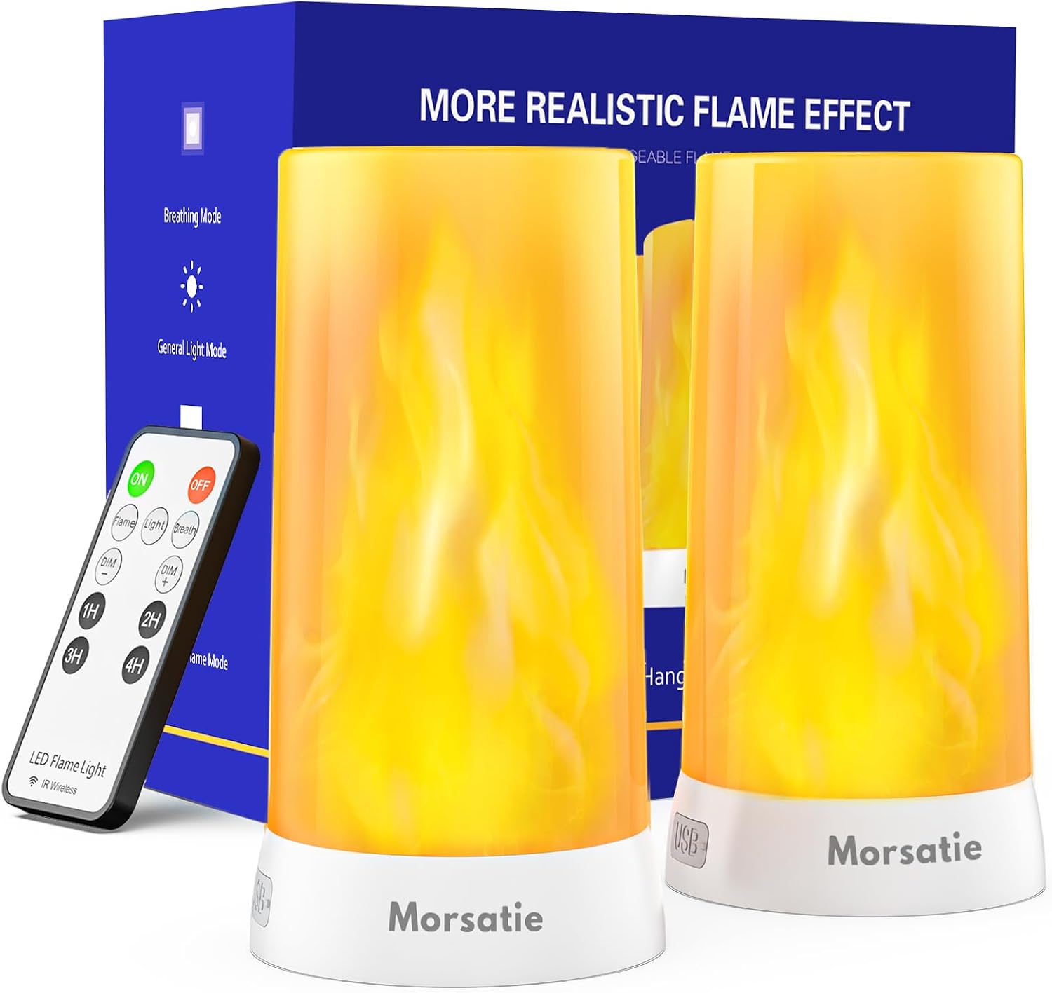 Amazon.com: Morsatie Upgraded LED Flame Light with Upside Down Effect ...