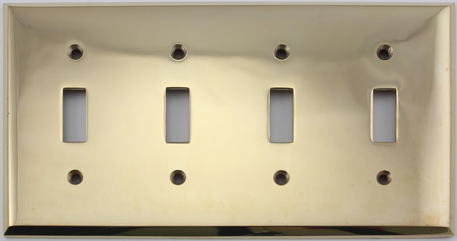 Unlacquered Polished Brass 4 Gang Toggle Light Switch Wall Plate ...