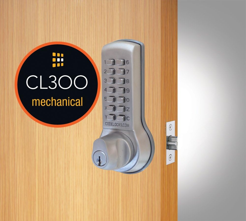 Codelocks CL355K Keyless Tubular Deadbolt (key override) Brushed Steel ...