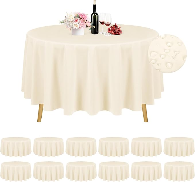 Amazon.com: 12 Pack Beige Round Tablecloth 90 inch Round Table Cloth ...
