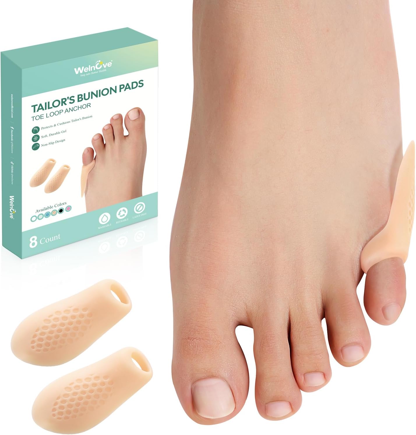 Amazon.com: Welnove Gel Toe Separator, 12 Pack Pinky Toe Spacers, Aloe ...