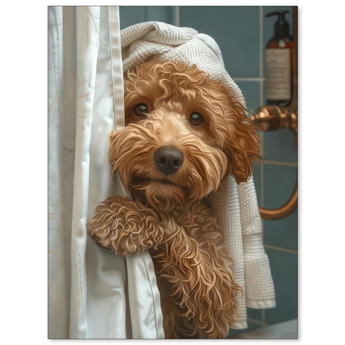 Amazon.com: Jefuzh Cute Funny Animal Dog Poster Trendy Animal Bathroom ...
