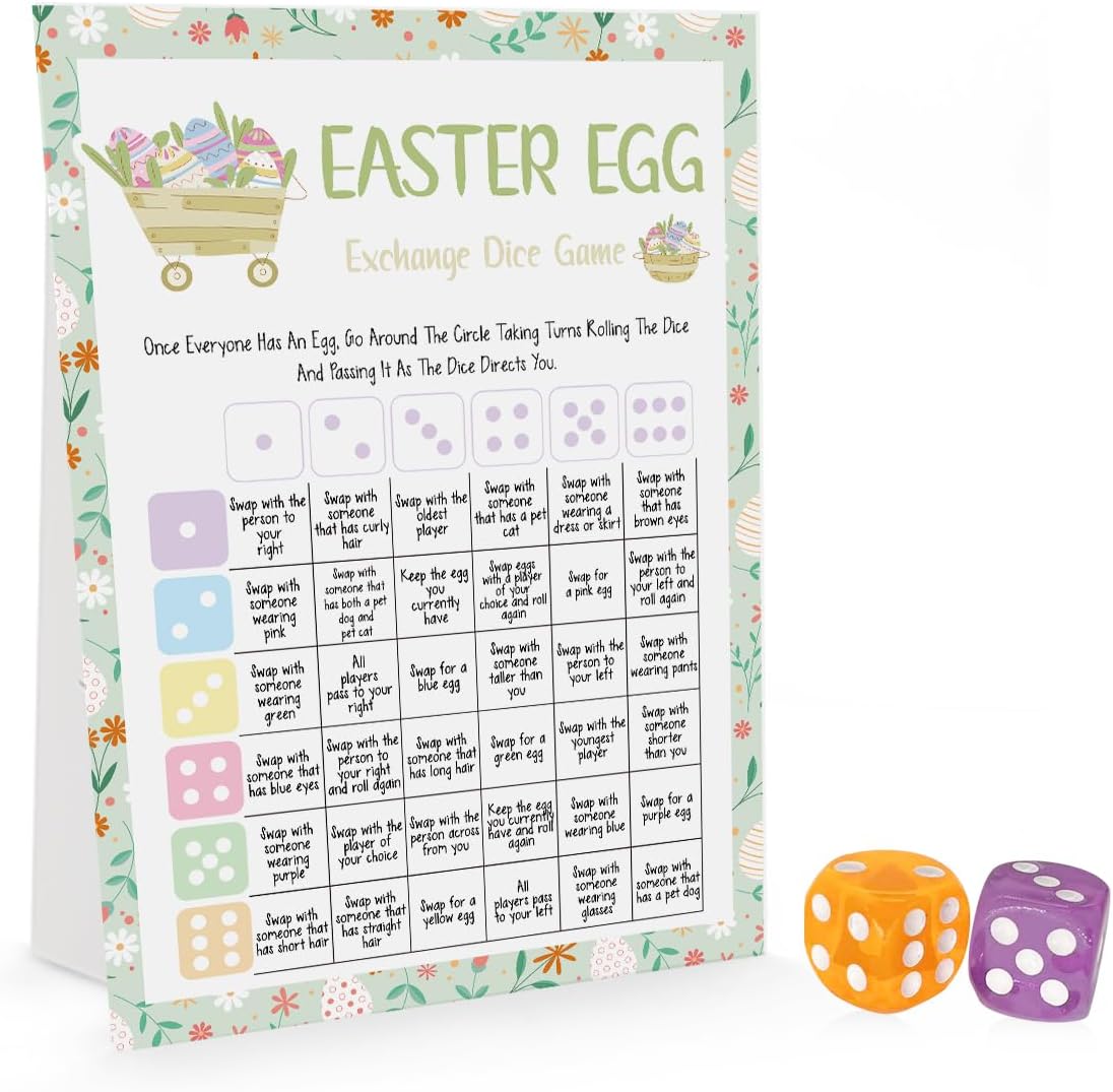Amazon.com: UHADRE Easter Egg Exchange Dice Game, One Instruction Sign ...