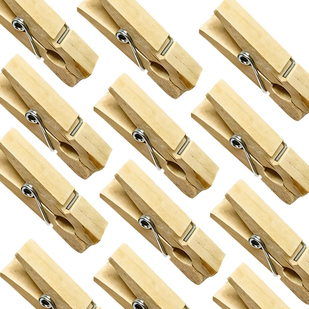 Elliott Hardwood Clothes Pegs with Metal Coil Spring for Firm Grip ...