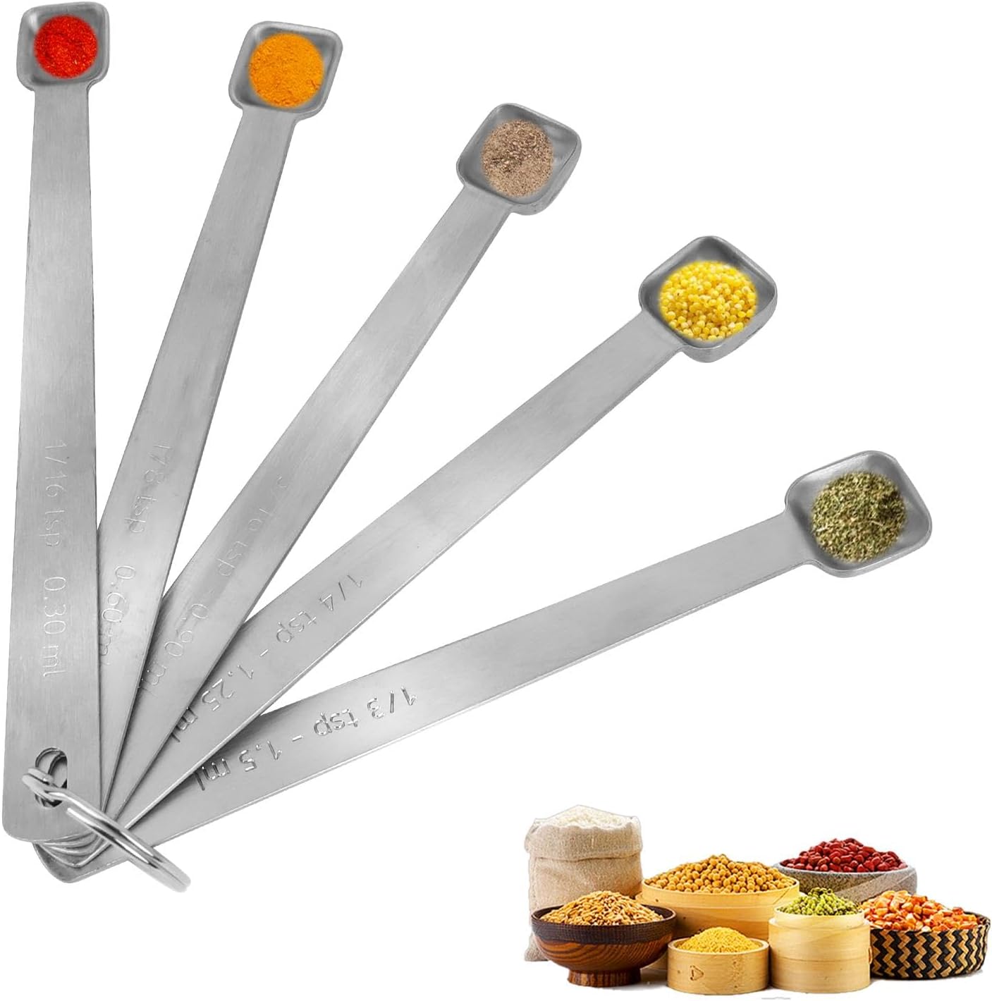 Amazon.com: Measuring Spoons Set, 5Pcs Stainless Steel Measuring Spoons ...