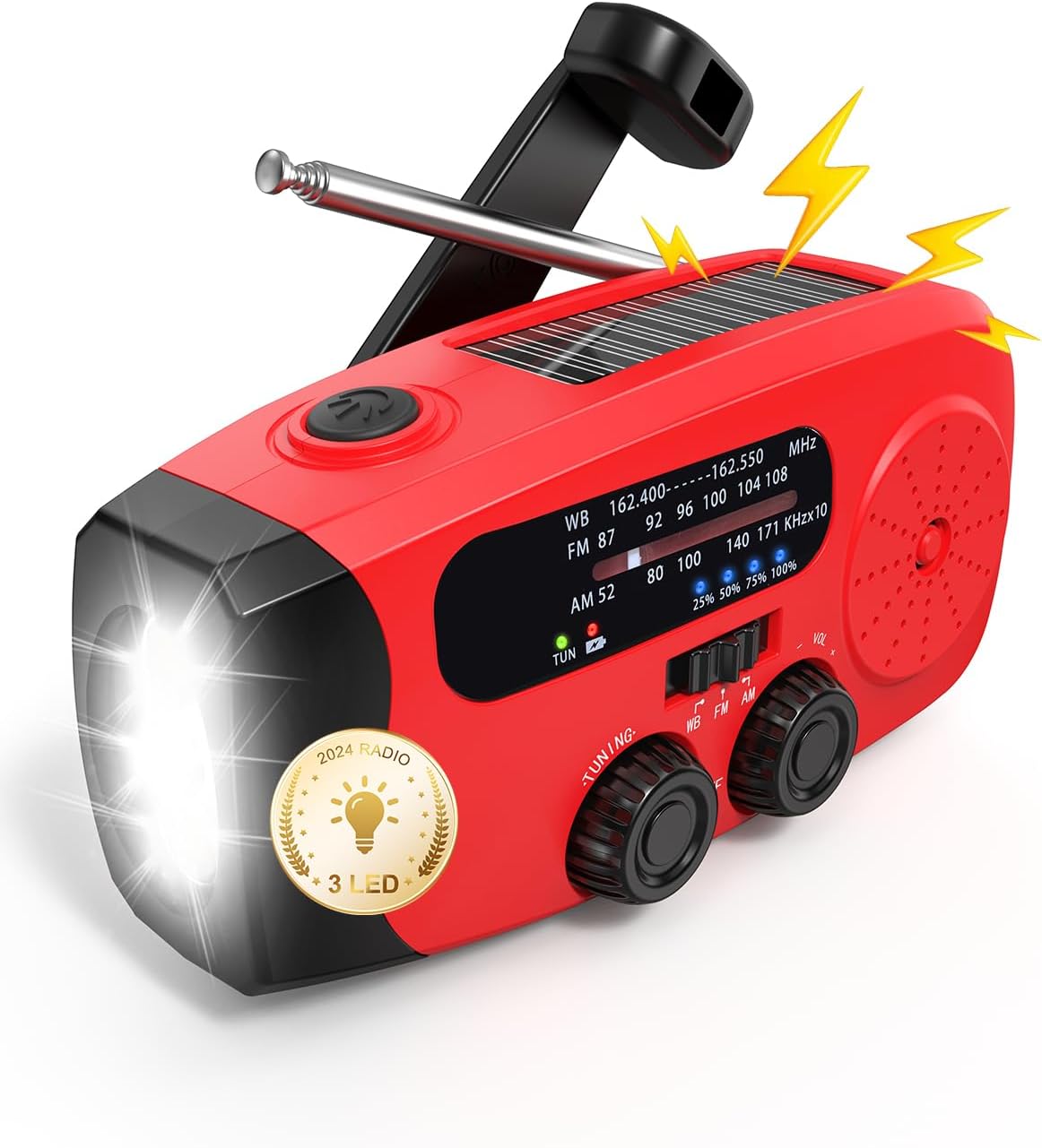 Amazon.com: Emergency Hand Crank Radio Emgykit - 2000mAh/7400mWh AM/FM ...