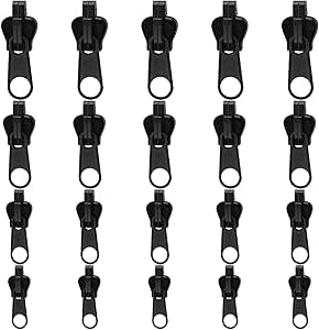 20PCS Zipper Pull Replacement, Black Metal Fix Zip Puller Slider ...