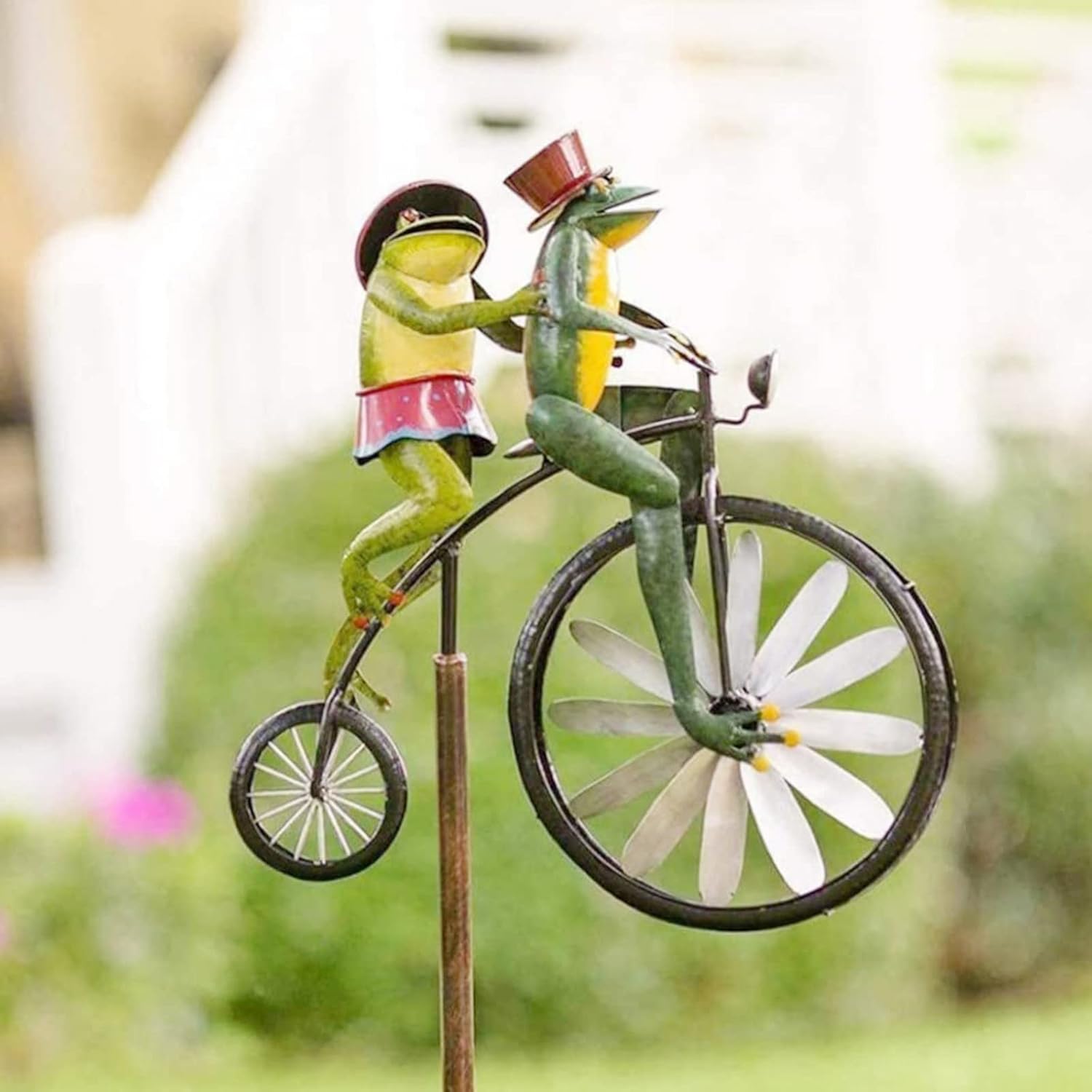 SFAFT Frog Ornament Wind Spinner with Standing Vintage Bicycle, Bicycle ...