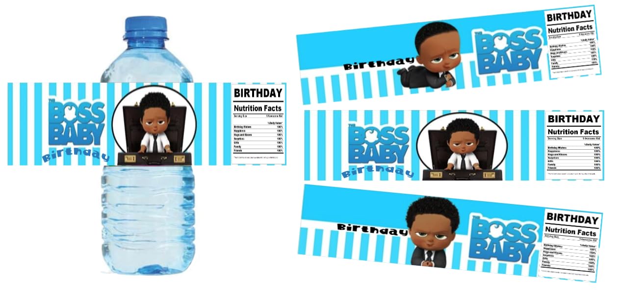 Amazon.com: Boss Baby Water Bottle Labels|African american water bottle ...