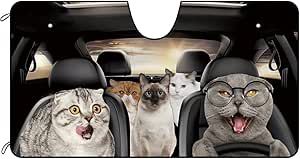 Amazon.com: GUGLILI Siamese American Shorthair Cat Windshield Sun Shade ...