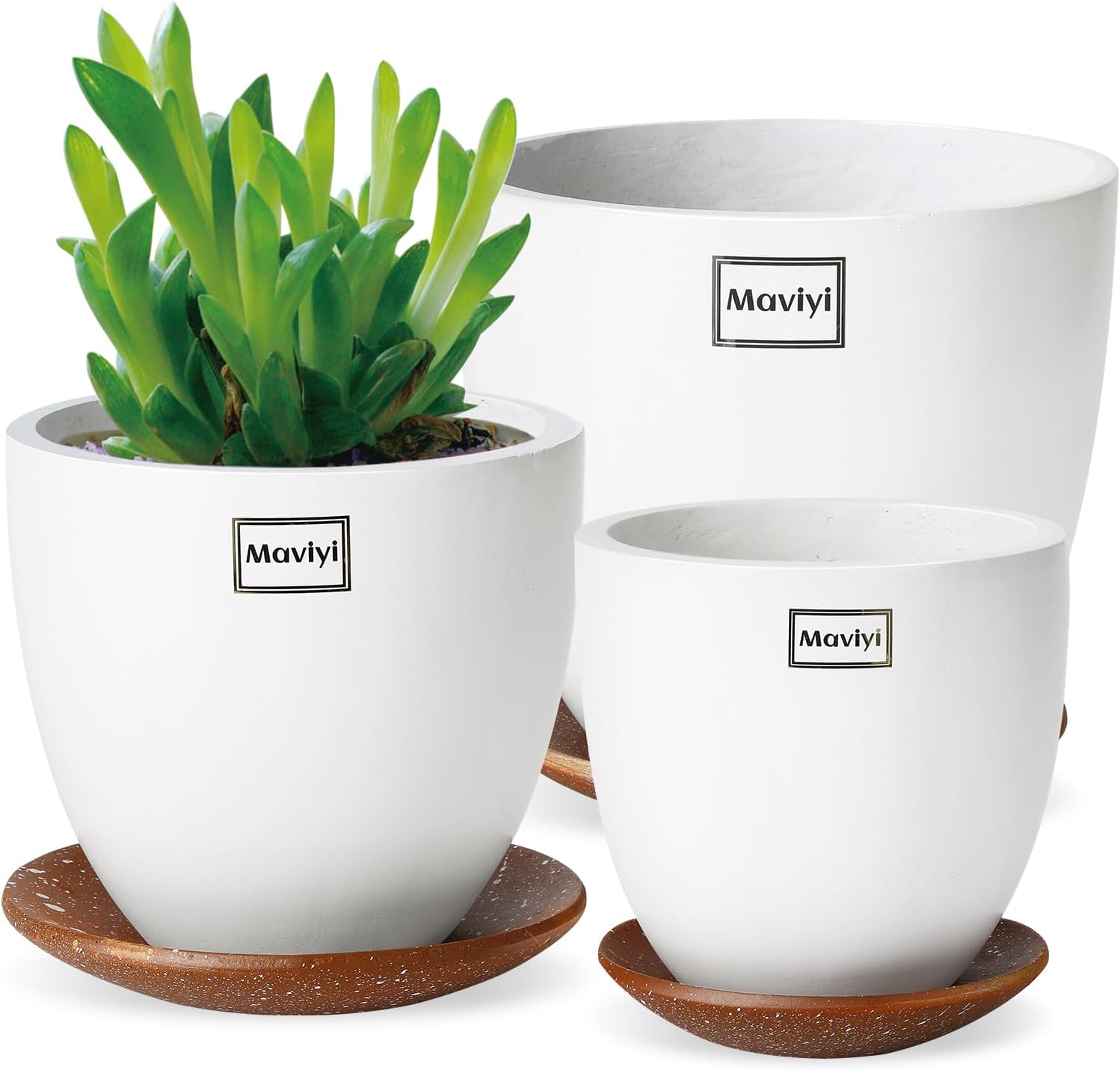 Plant Pots Set of 3 Pack 8/6/5 inch, Magnesium mud Prevent Cracking ...