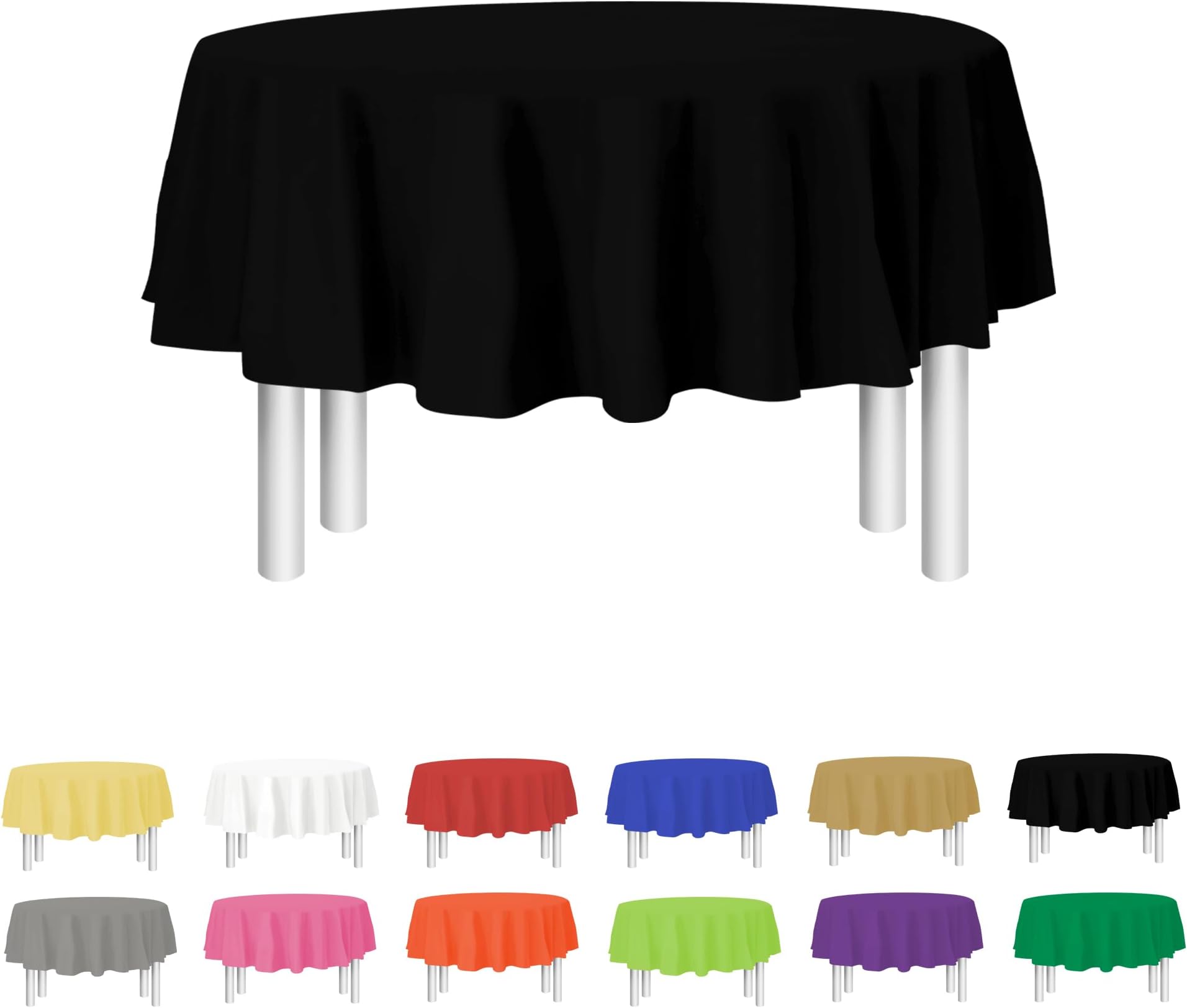Amazon.com: Juvale 12-Pack Black Plastic Tablecloth - 84-Inch Round ...