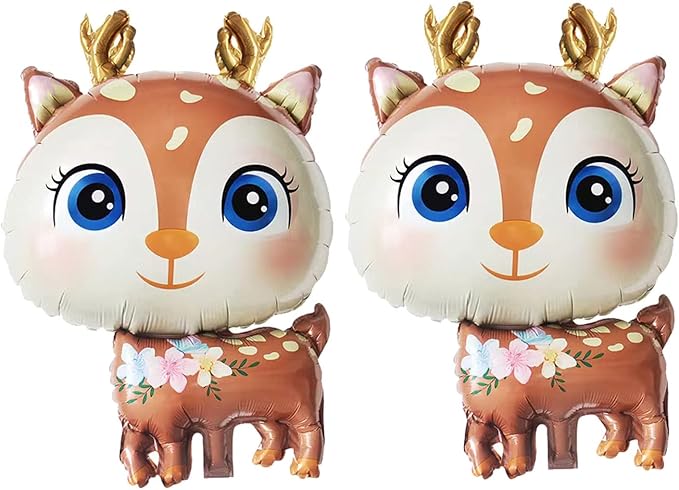 Amazon.com: CHIL 2Pcs Deer Balloons Foil Woodland Deer Shaped Animal ...