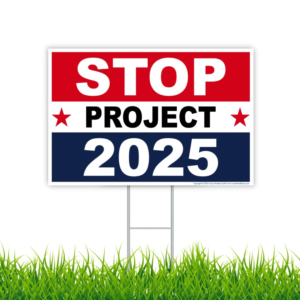 Amazon.com : STOP Project 2025 Yard Sign, Save Democracy Vote Democrat ...