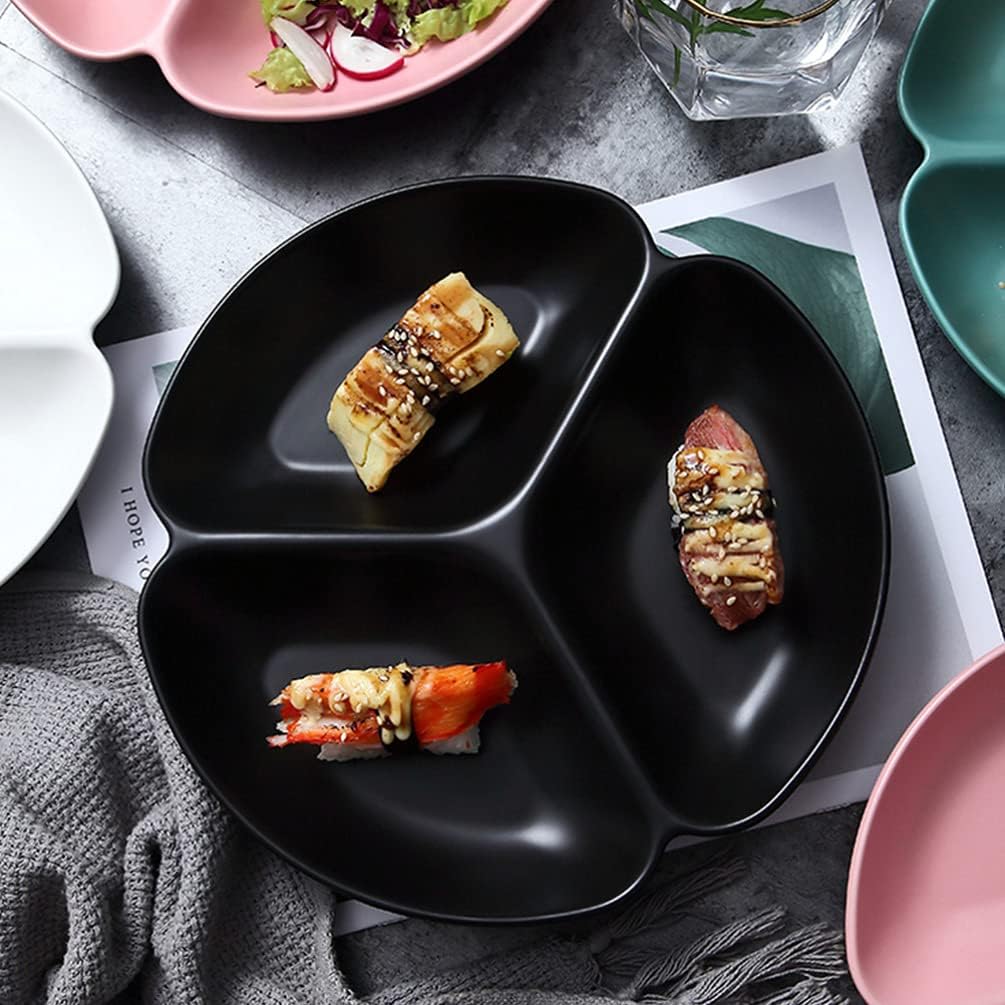 Luxshiny Ceramic Appetizer Serving Tray, Ceramic Divided Plate 3 ...