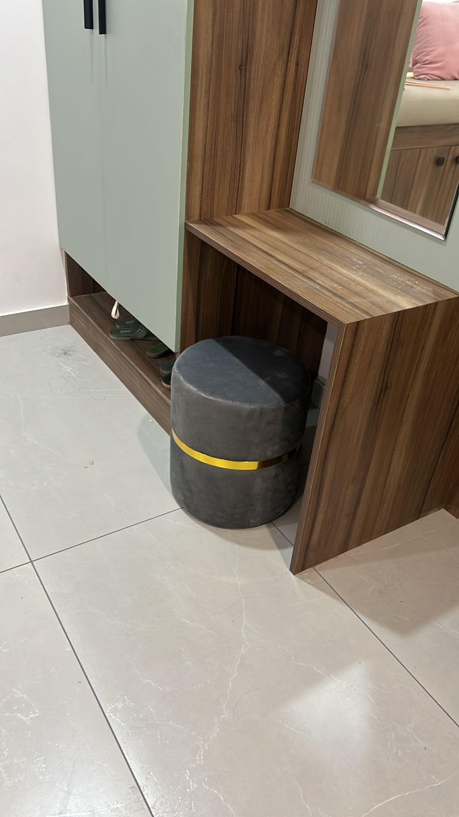 WOODWALLZ Velvet Vanity Stool Ottoman- Sofa Side Stool Small Ottoman ...