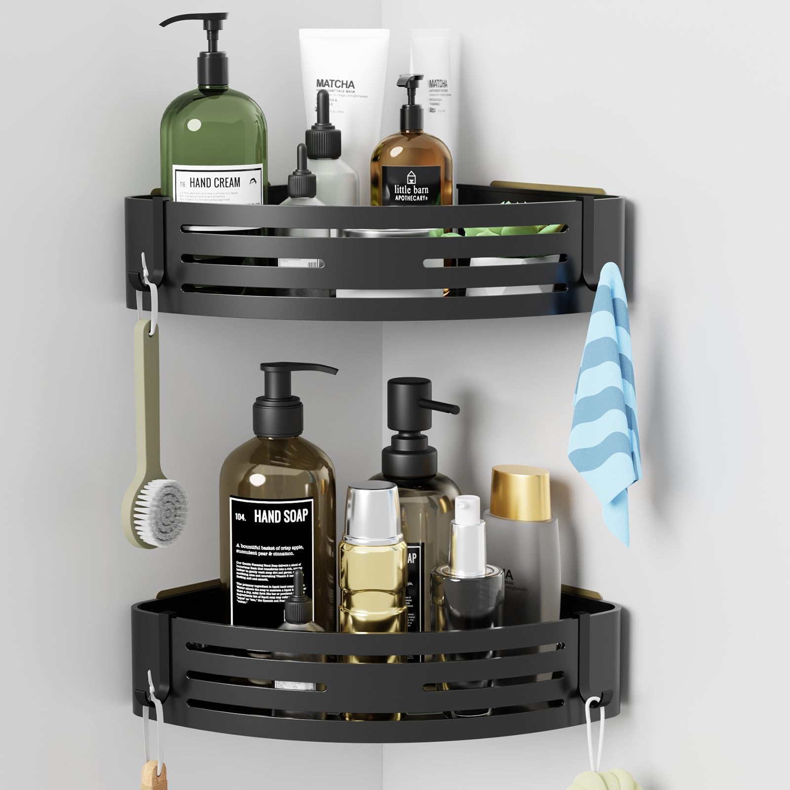 Amazon.com: QBB Luxury Aluminum Shower Caddy: Stick on Corner Shower ...