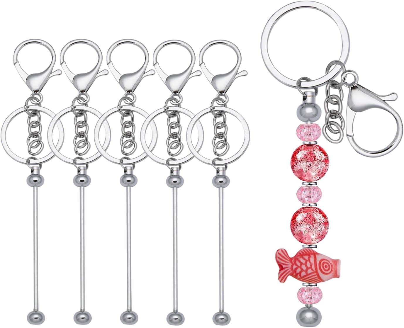 Amazon.com: Juszok Beadable Keychain Bar Blanks Beaded Keychain for DIY ...