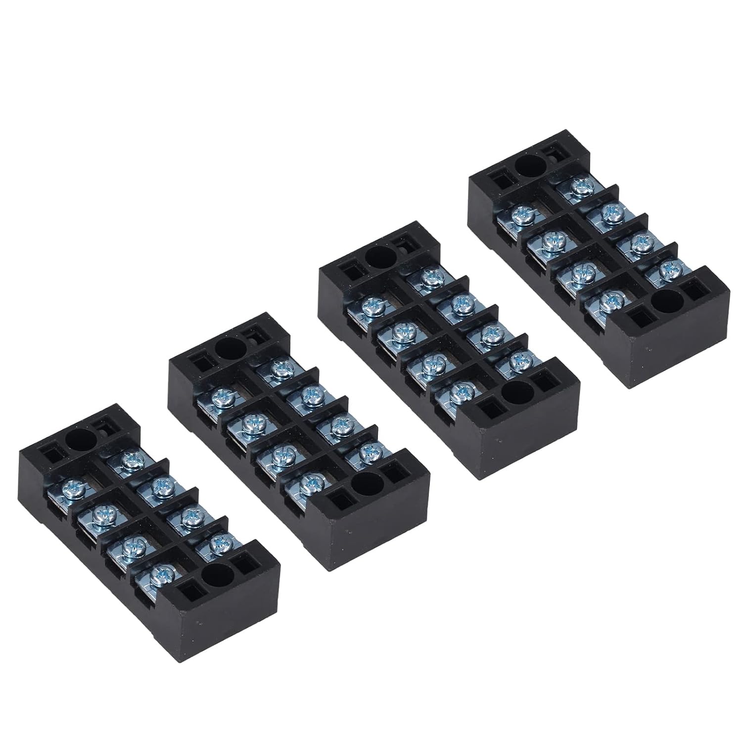 Double Row Enclosed Terminal Strip, 4 Pcs 600V 25A Wire Barrier Block ...