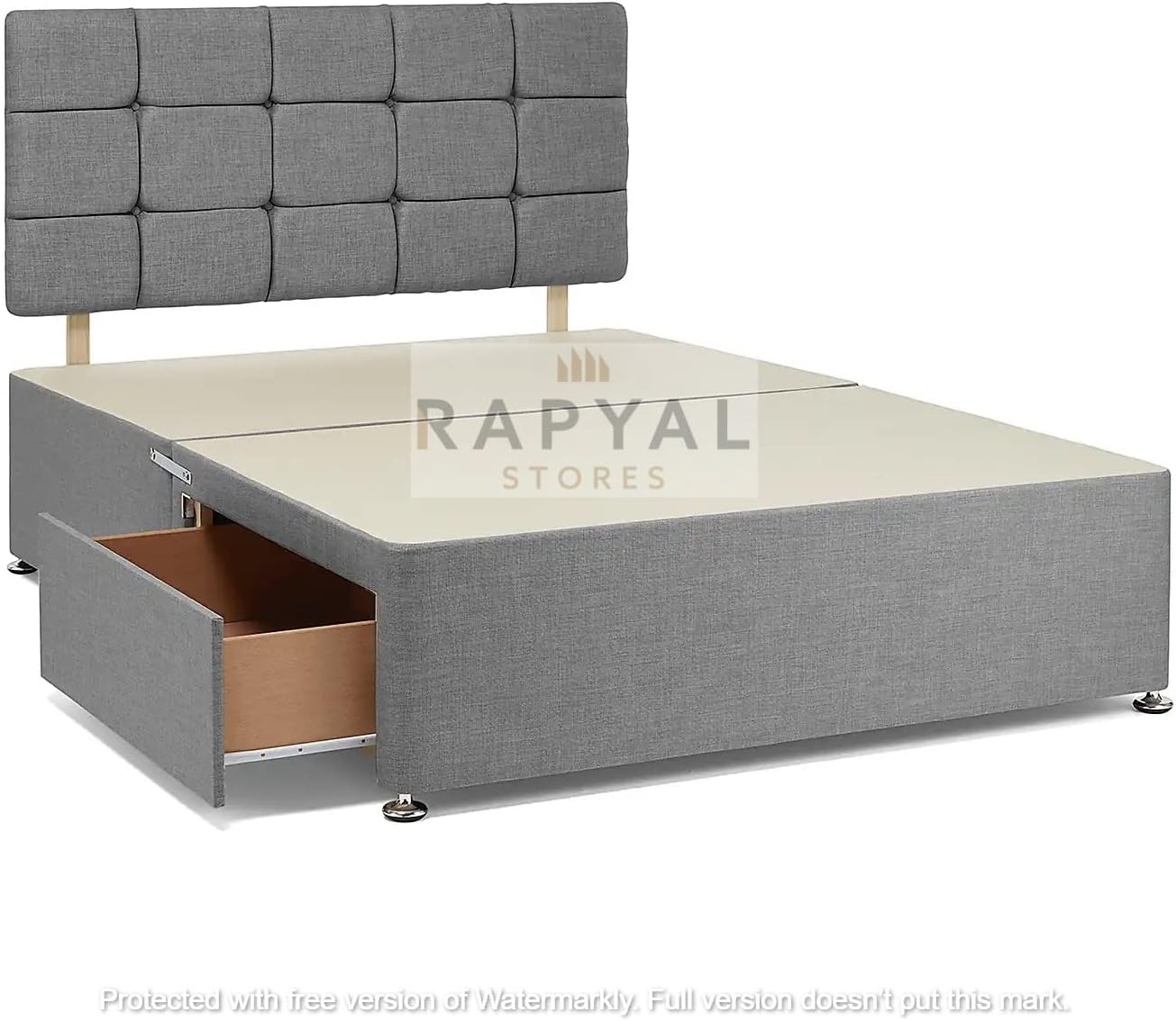 Rapyal Sleep Reinforced Heavy Duty Divan Bed (ICE GREY DIVAN BED BASE - 2 DRAWERS FOOTEND ...