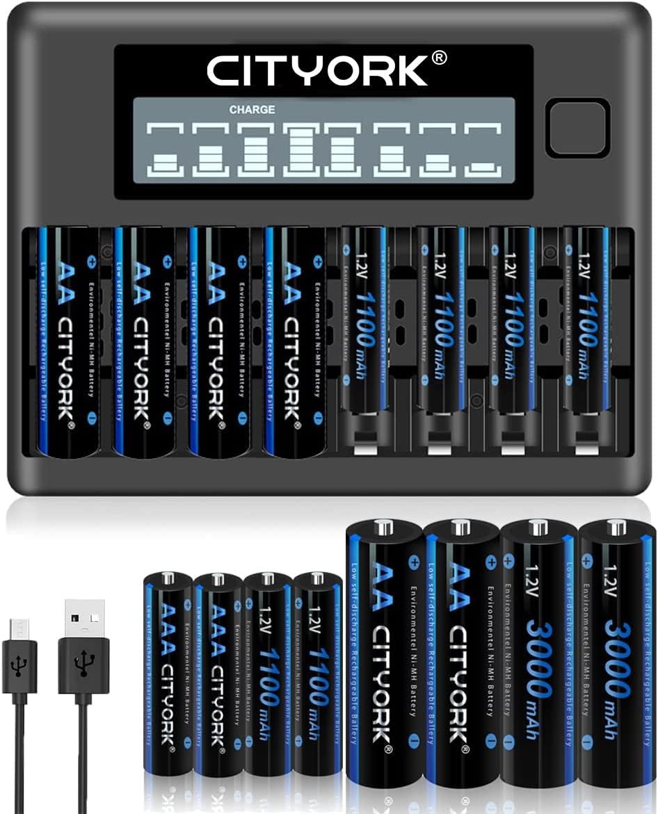 Amazon.com: HiQuick 8 Bay Smart Battery Charger with Rechargeable AAA ...