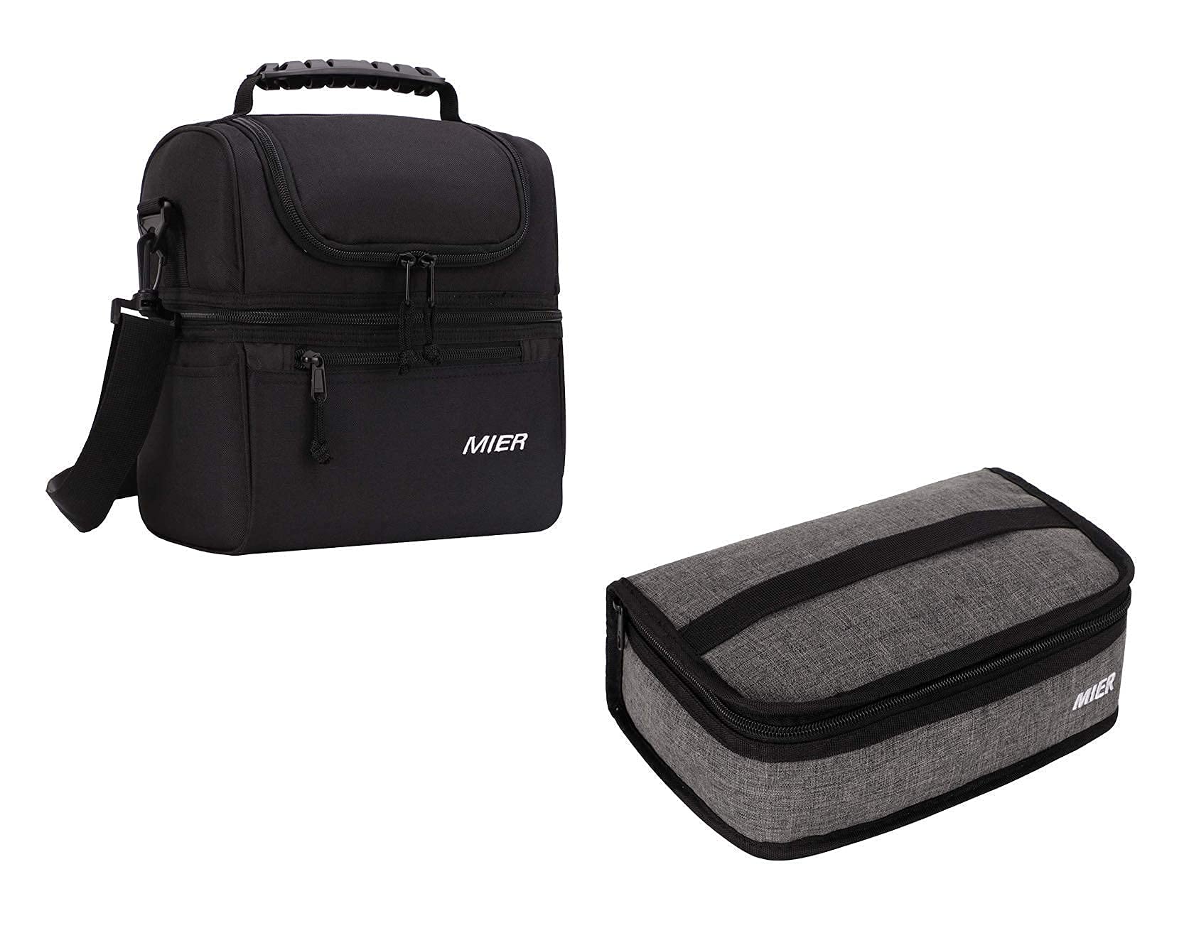 Amazon.com: MIER 2 Compartment Lunch Bag and MIER Small Lunch Box ...