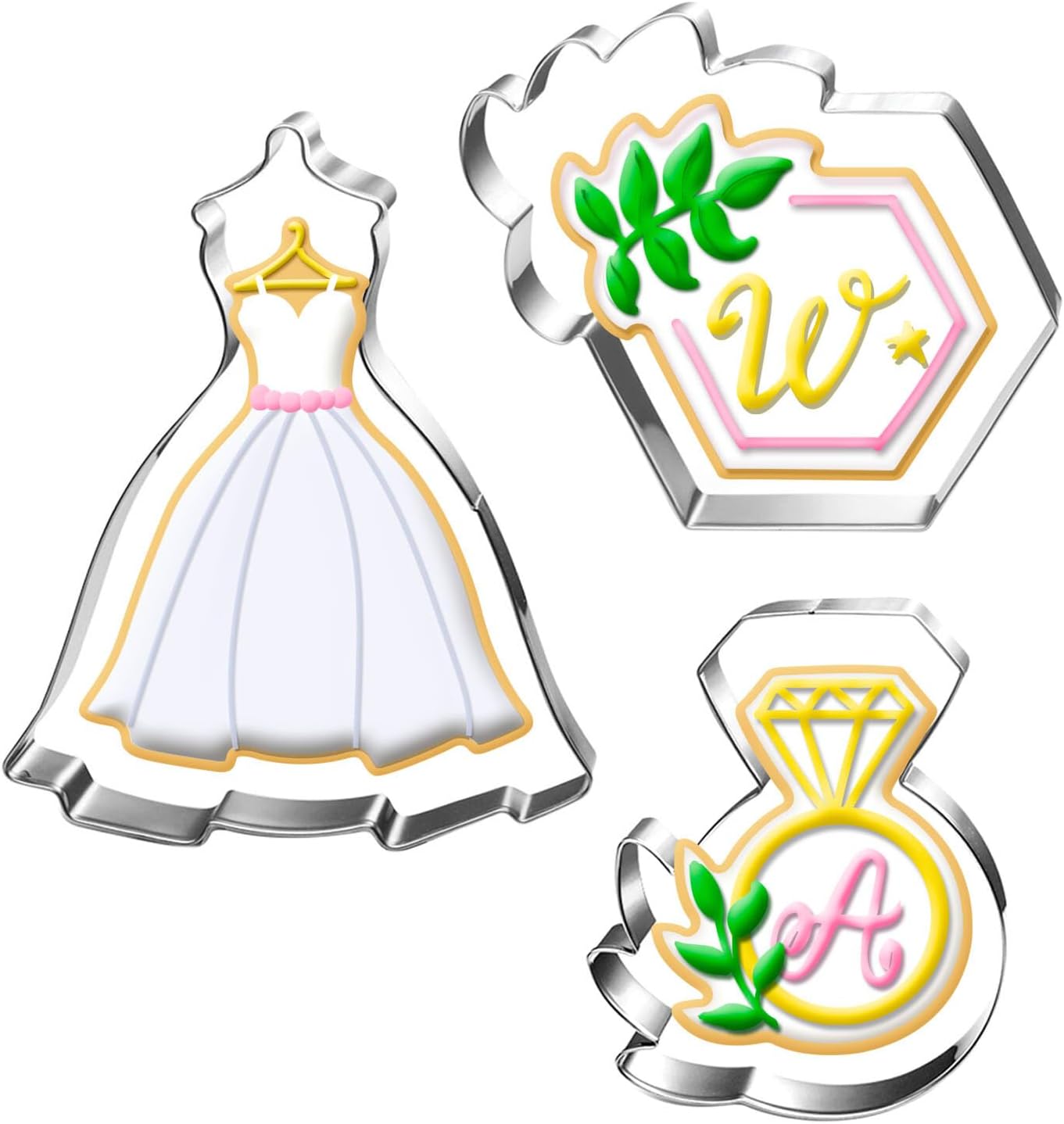 Amazon.com: Auktosmn New Green Wedding Cookie Cutter Set-3 Pieces ...