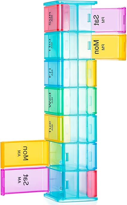 Amazon.com: Cyan Extra Large Pill Organizer 2 Times a Day, XXL Pill Box ...