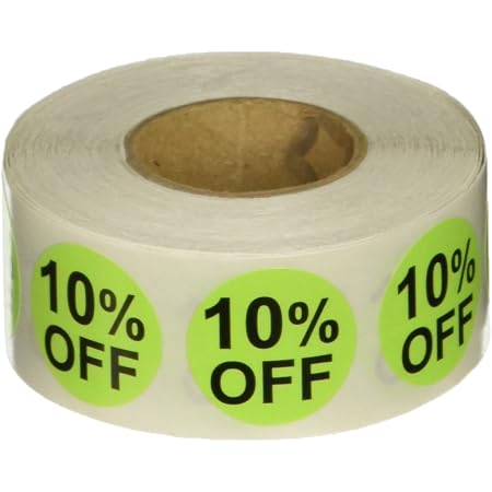 10% Percent Off Stickers for Retail 0.75 Inch 500 Adhesive Labels ...