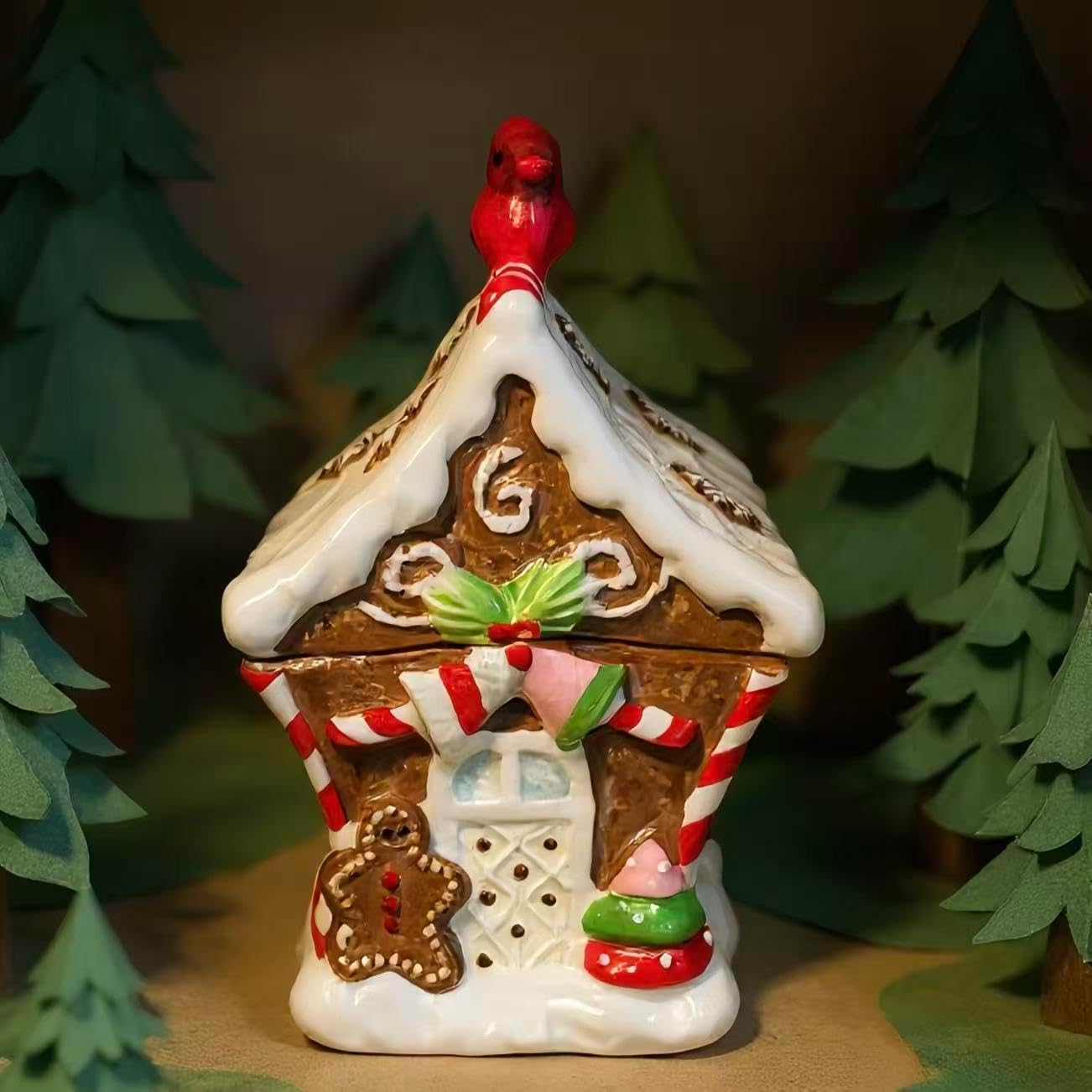 Amazon.com: PEHOST Christmas Gingerbread House Ceramic Storage ...