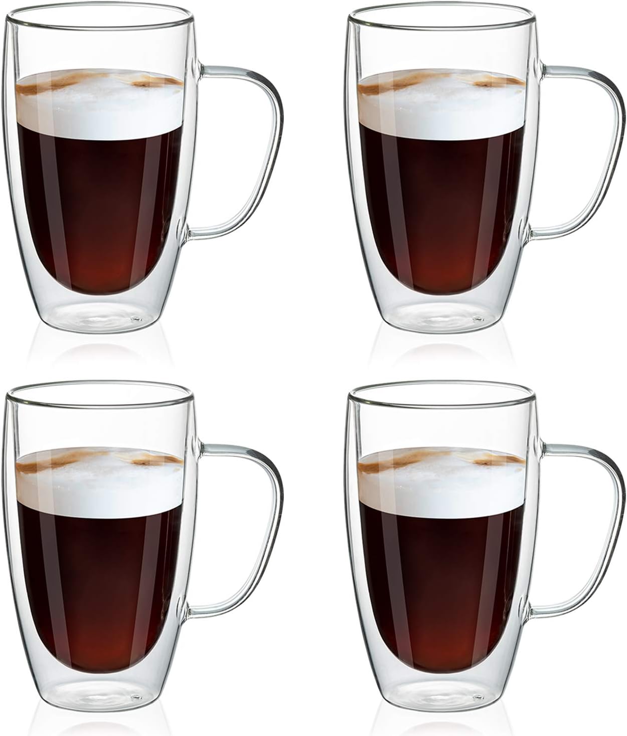 Amazon.com: Double Glass Coffee Cups, Double Walled Glass Coffee Mugs ...