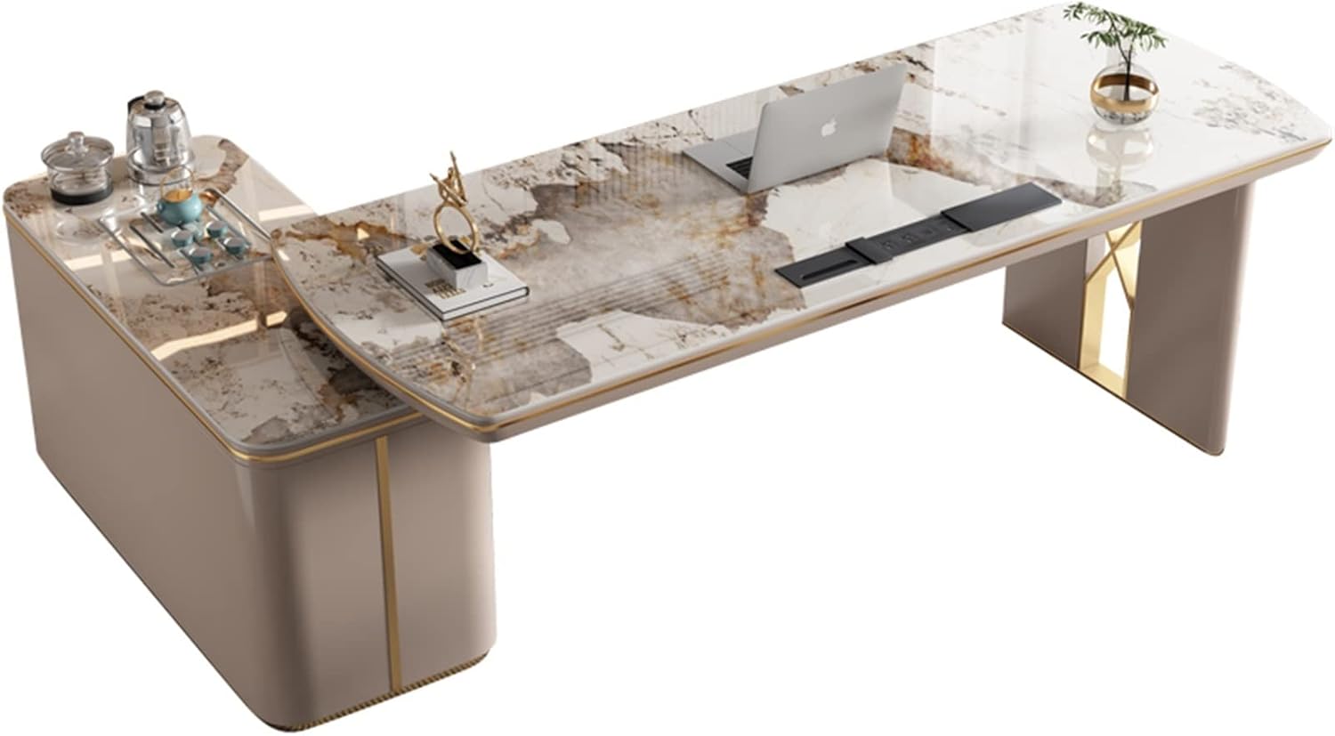 Amazon.com: NXHDFBN Office Desk Light Luxury Slate Corner Desk Tea ...