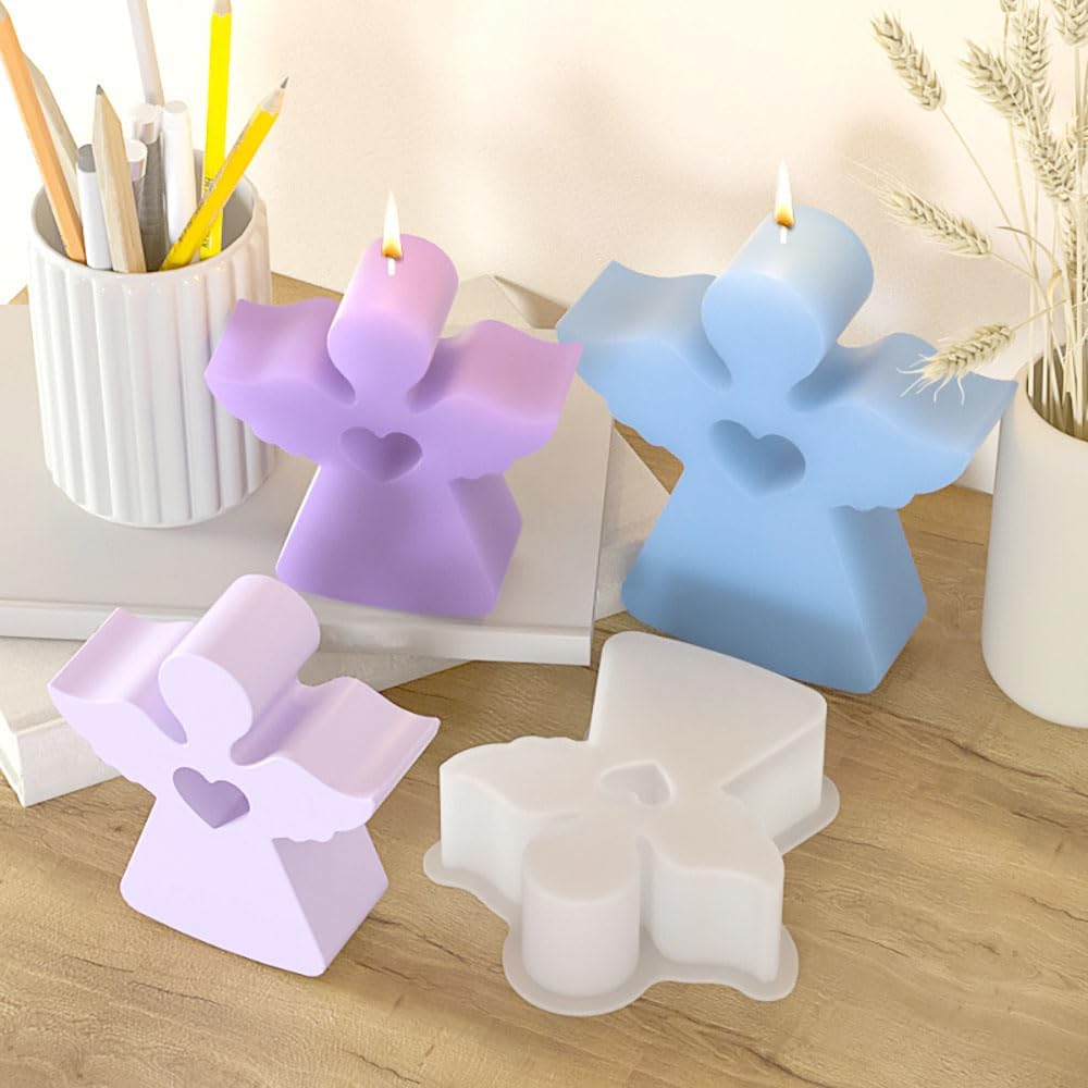 Lindo molde de silicona de ángel hueco para velas de ángel para ...