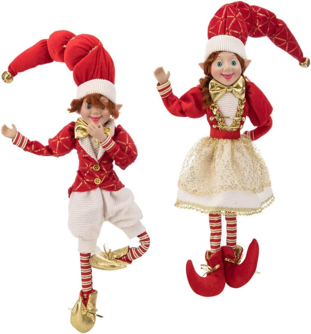Amazon.com: Slideep Christmas Posable Elf 2 Pcs, Christmas Figurines ...
