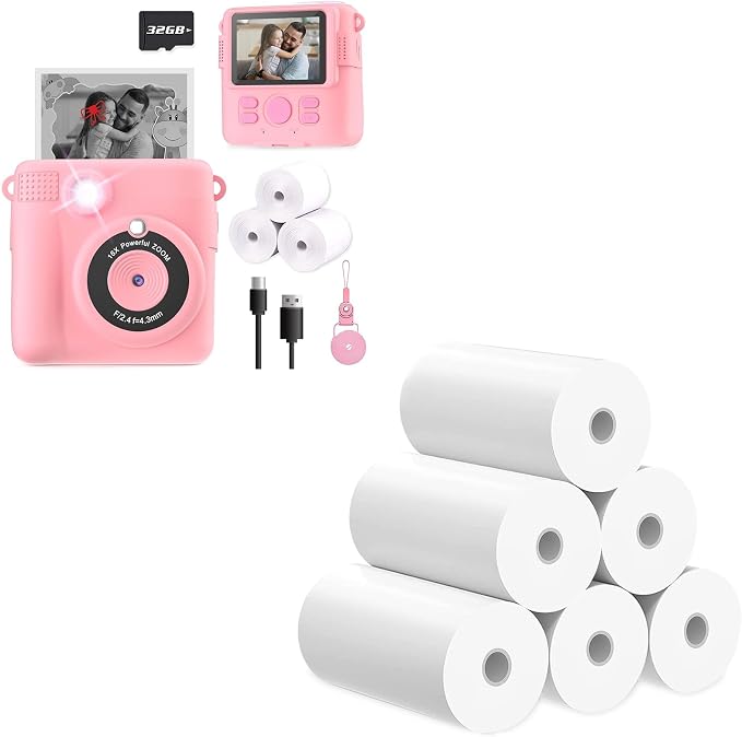Amazon.com : ESOXOFFORE Instant Print Camera*1&6 Rolls Print Paper*1 ...
