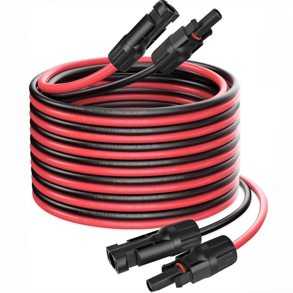 【16FT 12AWG Solar Panel Cable】DERUXI 4mm² 5M Solar Cable Solar ...