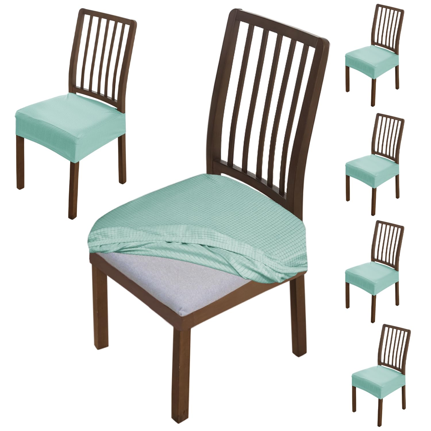 HOKIPO Jacquard Dining Chair Seat Cover, Stretch Fitted, Removable ...