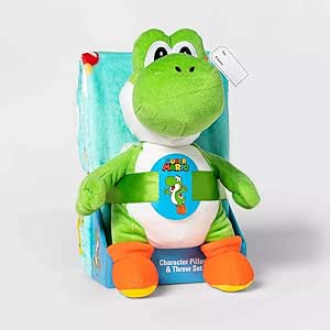 Amazon.com: SUPER MARIO Kids Yoshi Pillow and Throw Set : Home & Kitchen