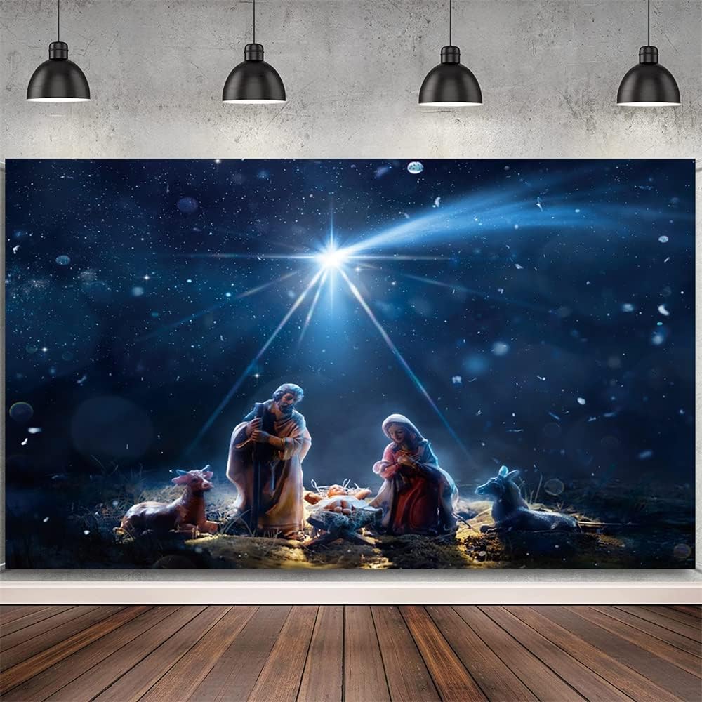 Amazon.com : DORCEV 9x6ft The Birth of Christ Backdrop Jesus Prays Holy ...
