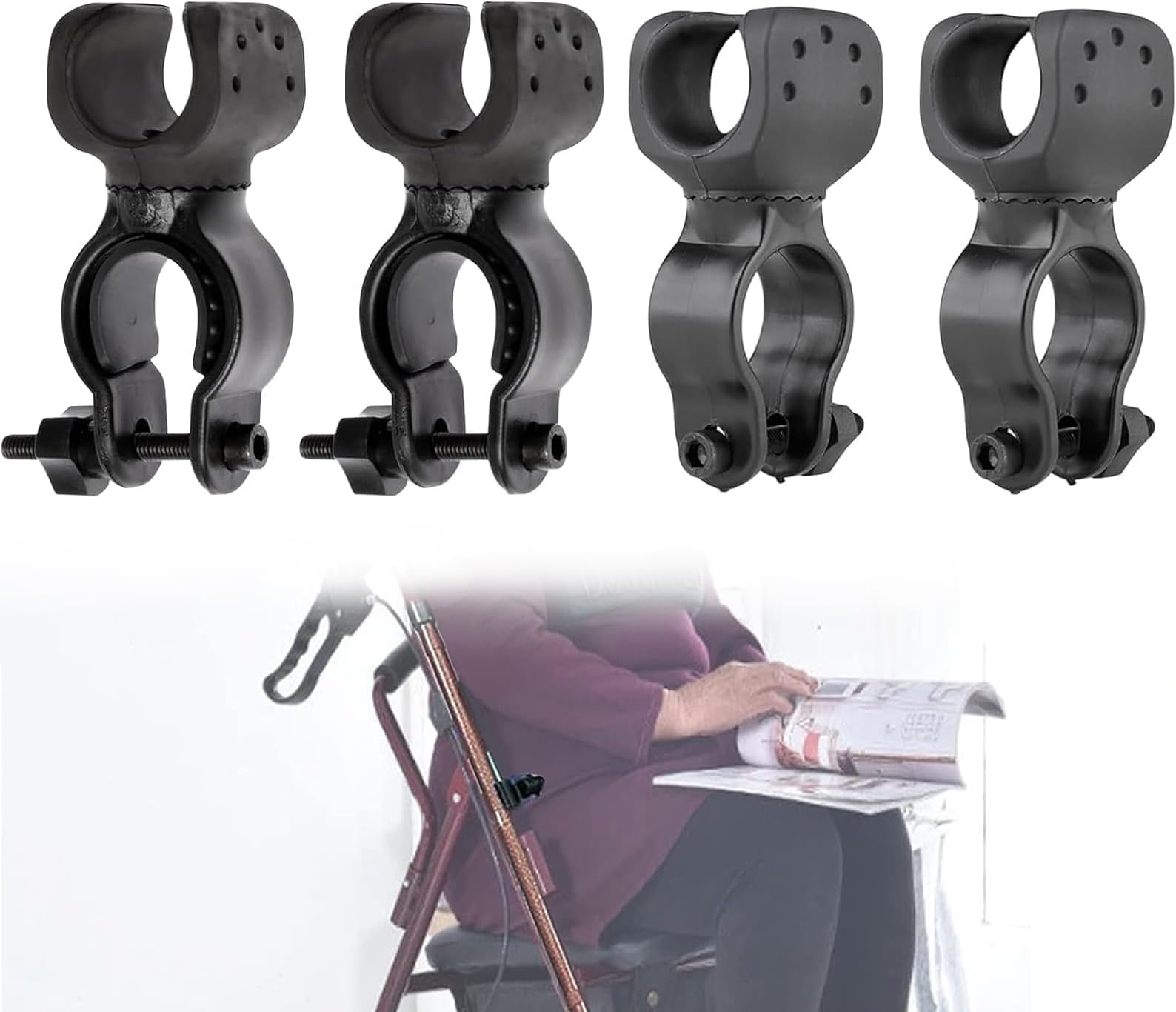 activera Stockhalter für Rollator und Rollstuhl Set für Gehstöcke ...