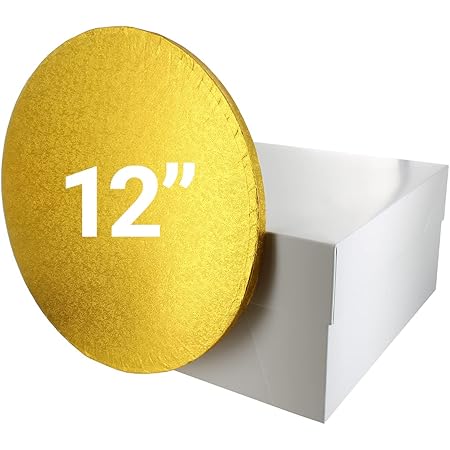 Culpitt 12" Black Cake Board & White Cake Box Combo, Round Cake Drum ...