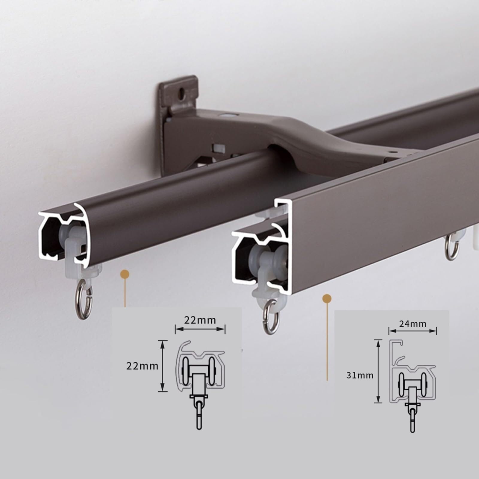 Ceiling Curtain Rod Double Row Ceiling Curtain Track - 3M Black ...