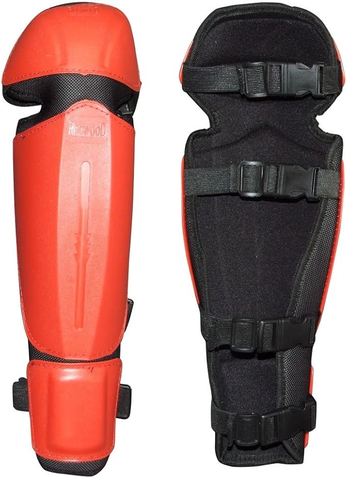 Red Shin Guards Knee Pads All In One For Brushcutter Strimmer Users ...