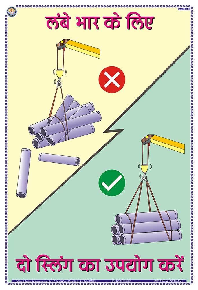 SOP11H | TeachingNest | For Long Loads Use Two Slings | Hindi | 33x48 ...