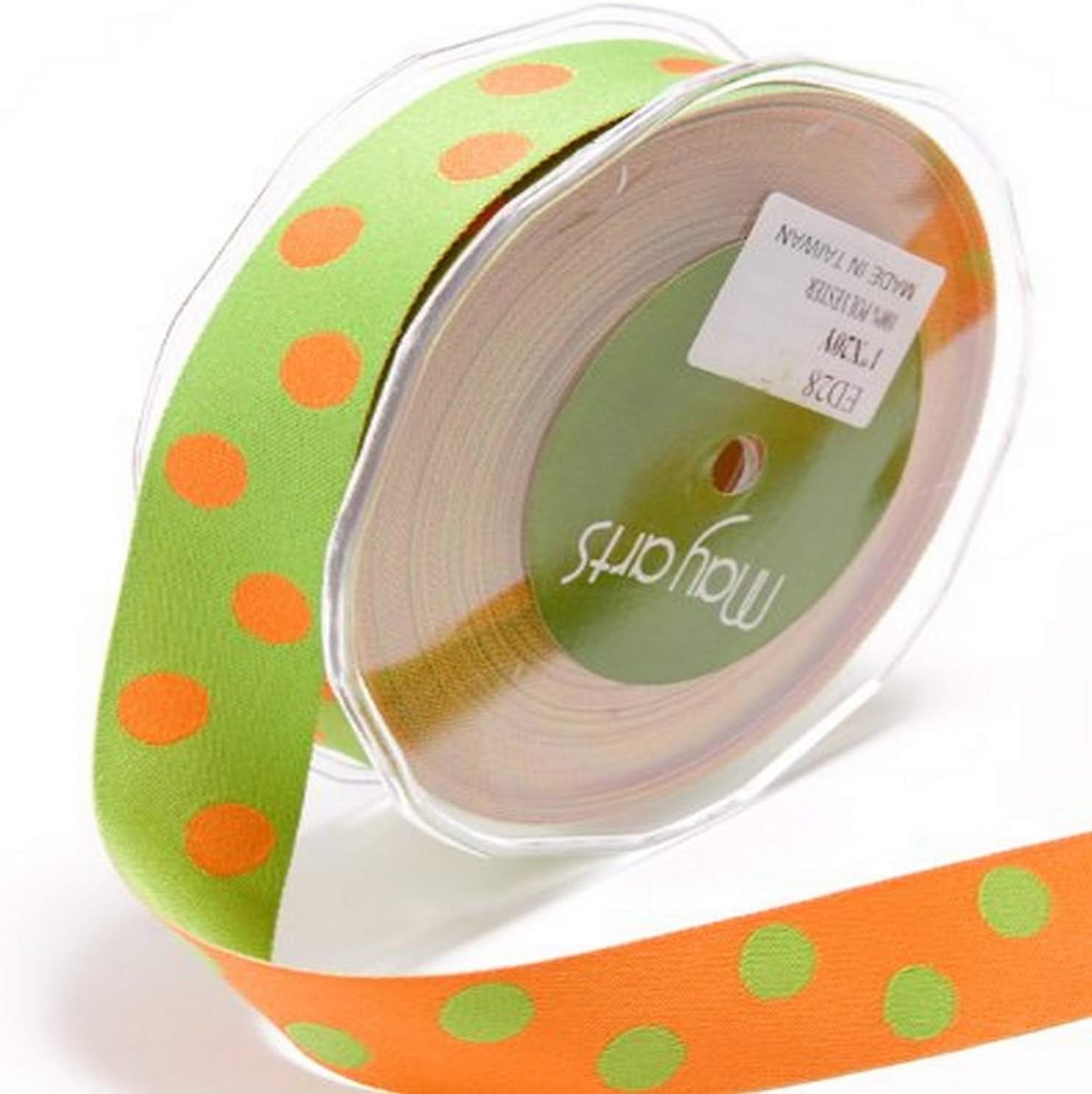Amazon.com: May Arts 1-Inch Wide Ribbon, Orange and Parrot Green ...
